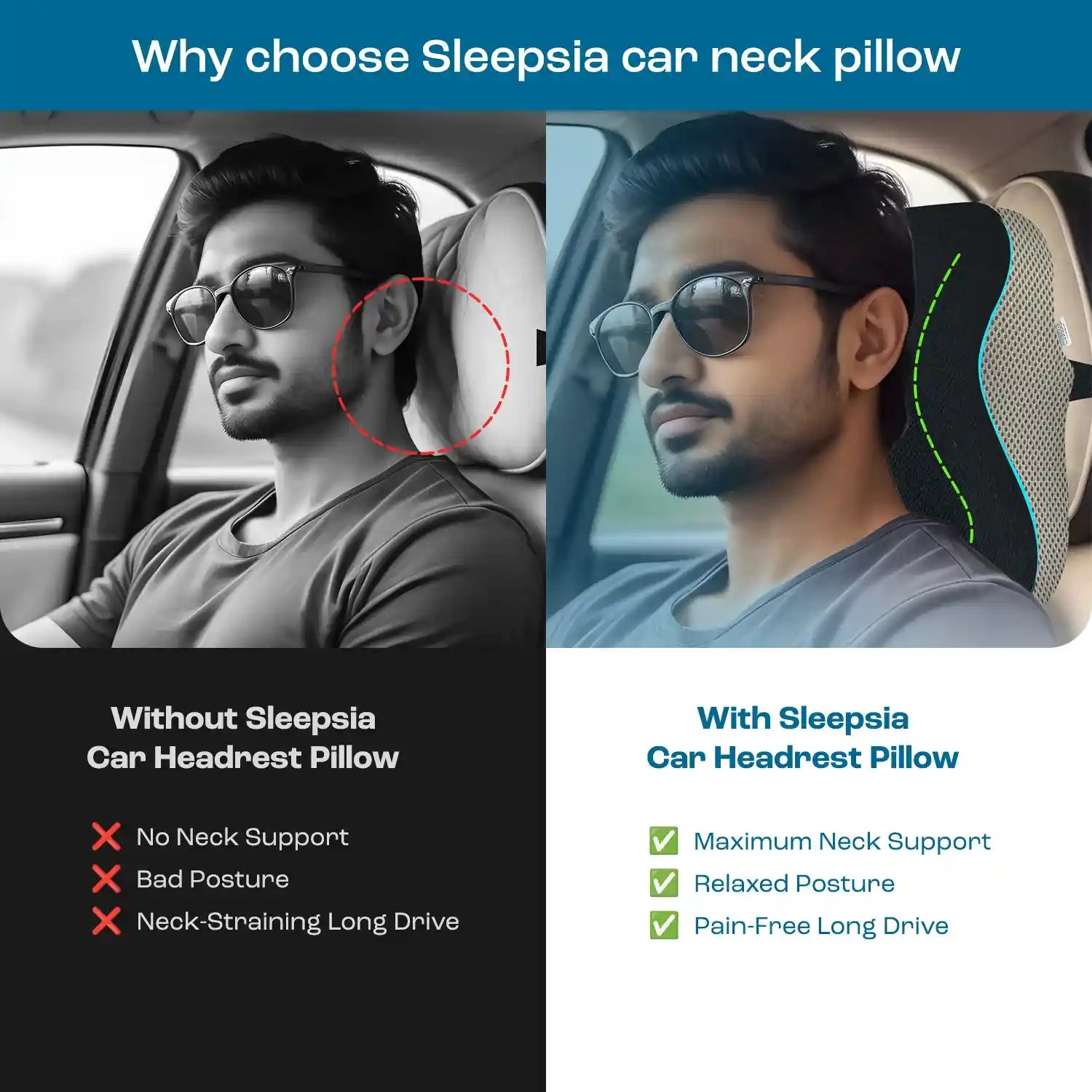 Car Neck Pillow | Neck Pillow for Car | Neck Rest Pillow – Sleepsia ...